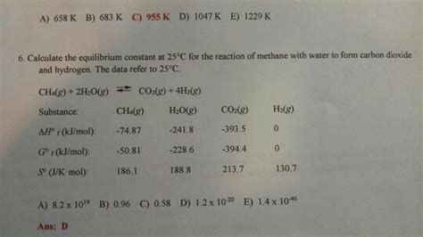 Solved Calculate The Equilibrium Constant At 25 Degree C For