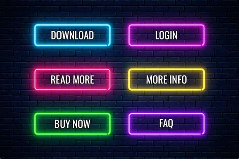 Premium Vector Glow Neon Buttons