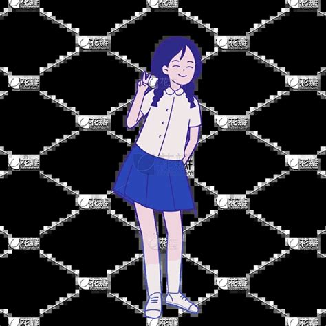 卡通感麻花辫女学生人物元素素材 花瓣网