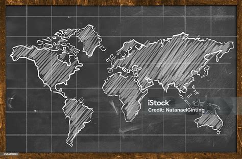 세계지도 분필 그림이요 Blackboard 고리 사슬에 대한 스톡 벡터 아트 및 기타 이미지 고리 사슬 국제 관광명소