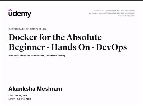 Completed Docker Course On Udemy By Mumshad Mannambeth Akanksha