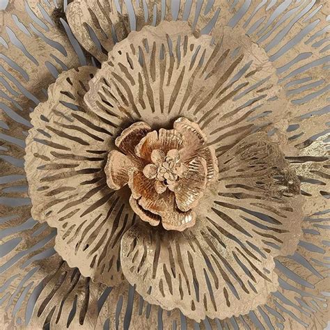 Luxury Modern Decorative 3d Metal Wall Art Golden Flower Adventure