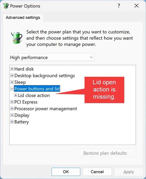 How To Add Or Remove Lid Open Action From Power Options In Windows 11