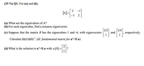 Q1 For A And B [a] 1 A What Are The Eigenvalues Of A B