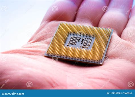 Technology Electronic Concept Cpu Microprocessor Chip In Hand Stock Photo Image Of Electrical