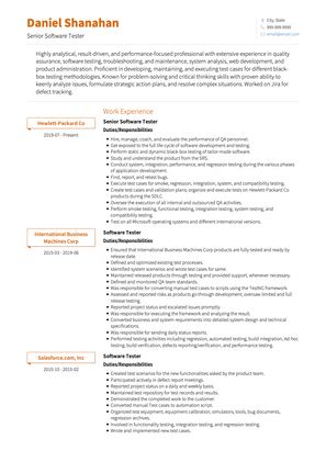 Software Tester CV Examples Templates VisualCV