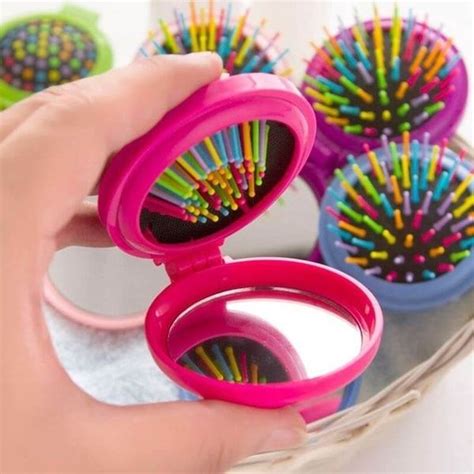Rainbow Volume Massage Hair Brush Detangler Tangle Hair Brush Pocket