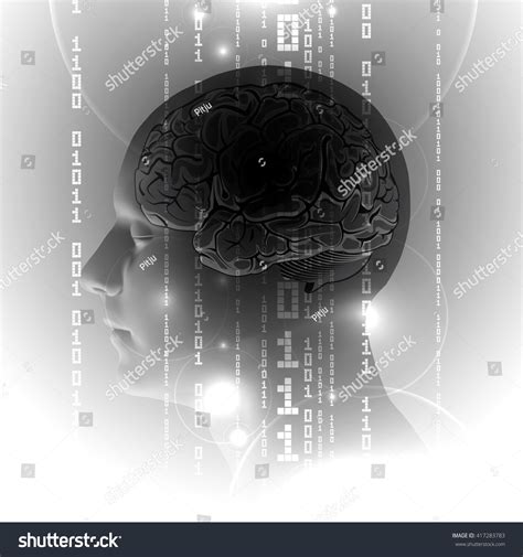 concept active human brain binary digits stock vector royalty free