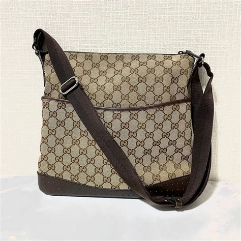 のため ★美品★グッチ Gucci ショルダーバッグ Ggキャンバス Gg柄 レザー 黒 いただけれ