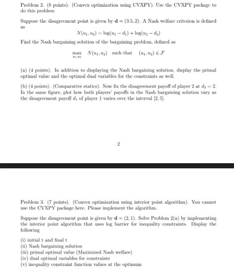 Solved Problem Points Convex Optimization Using Chegg