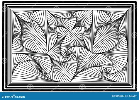 Image Of A Geometric Figure From Straight Lines And Curls Stock Vector