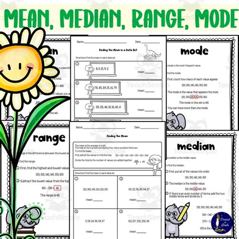 Mean Median Range Mode Posters And Worksheets By Teach Simple