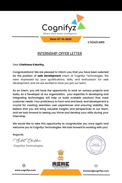 Chethana S Murthy On Linkedin Cognifyz Cognifyztech Cognifyztechnologies