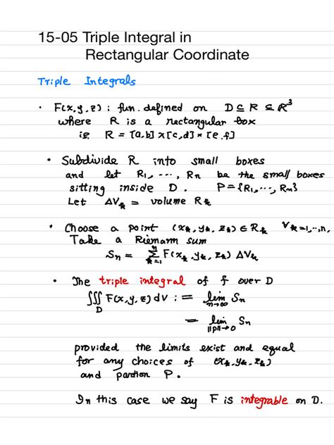 15 05 Triple Integral In Rectangular Coordinate Pdf Mathematical Analysis Calculus