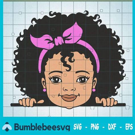 Peekaboo Girl Puff Afro With Bandana Svg Peek A Boo Svg Cute Black