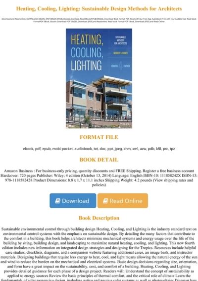 E Book Download Heating Cooling Lighting Sustainable Design Methods