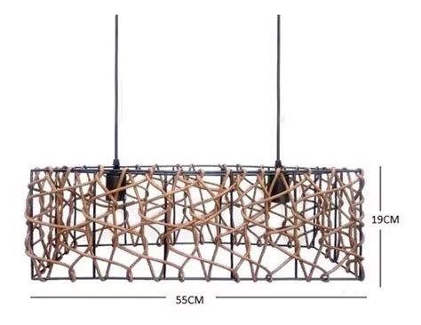 Lámpara Led De Techo Tiendaled Ratán Rectangular Color Marrón 220v