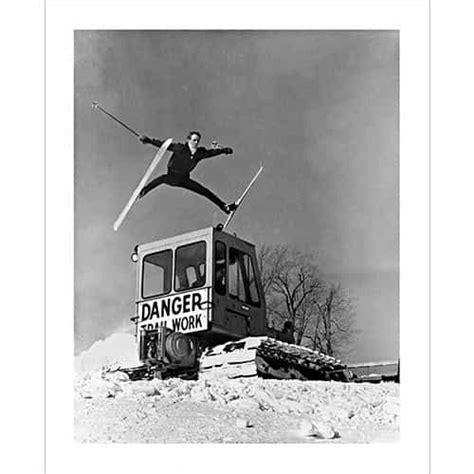 Ski Patrol Jumping Over A Snowcat Photo Black And White Or Sepia 2 Sizes