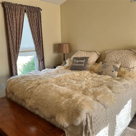 Real Fur Sheepskin Throw Super Large Sheepskin Rug Boho Blanket
