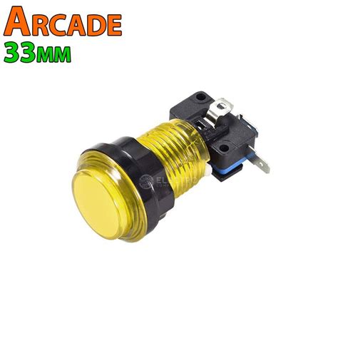 Pulsador Arcade 33mm Amarillo Con Led Redondo 5v 12v