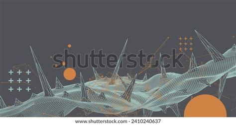 wireframe science background plexus effect futuristic stock vector