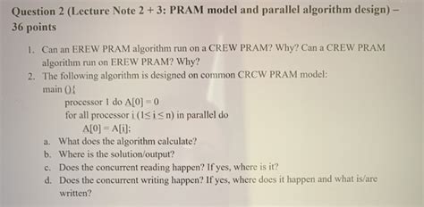 Question 2 Lecture Note 2 3 Pram Model And