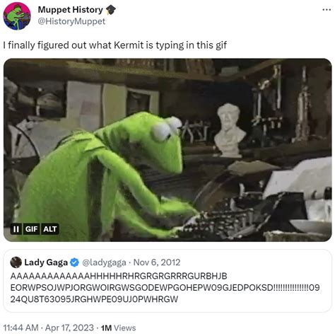 Kermit Typing Aaaaa Lady Gaga Aaaa Tweet Know Your Meme