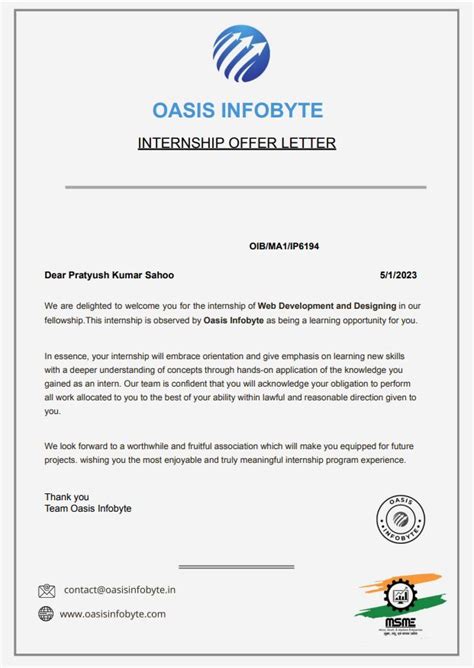 Pratyush Kumar Sahoo On Linkedin Oasisinfobyte Internship