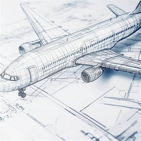 Blueprints Detailing The Design And Engineering Of An Airplane In A