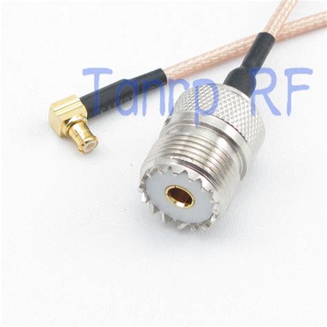 6in UHF SO239 Female Jack To MCX Male Right Angle RF Adapter Connector
