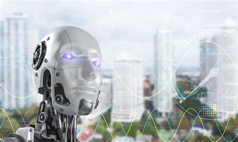 premium photo humanoid robot stand on futuristic background robot