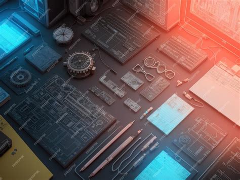 Premium Ai Image A Desk With A Laptop A Clock A Compass A Clock A