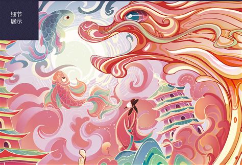 国潮柳州螺蛳粉包装插画琉璃境插画 站酷zcool