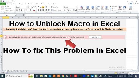 How To Unblock Macro In Excel How To Fix Security Risk For Macro In