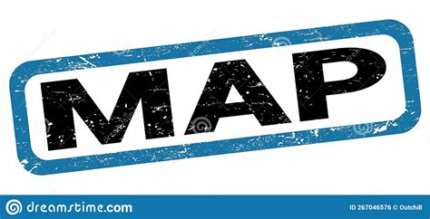 Map Text Written On Blue Black Rectangle Stamp Stock Illustration
