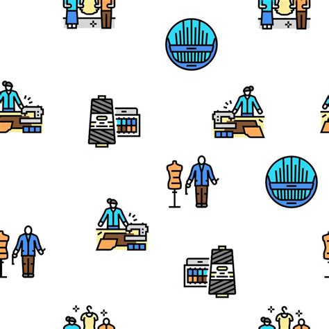Tailor Worker Sewing Occupation Vector Seamless Pattern Vector Art At Vecteezy