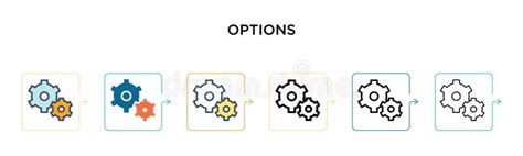 Options Vector Icon In 6 Different Modern Styles Black Two Colored