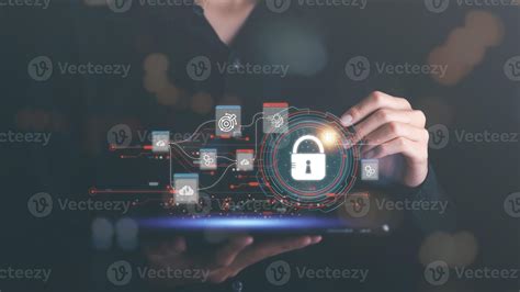 Businessman Connected Network With Virtual Icon Internet Security