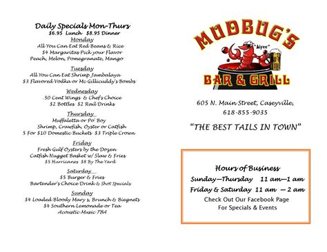Mudbugs Bar And Grill Menu Menu For Mudbugs Bar And Grill Caseyville