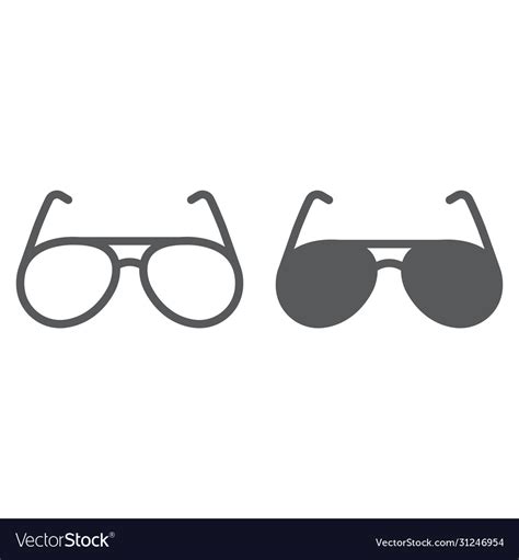 Sun Glasses Line And Glyph Icon Summer Beach Vector Image