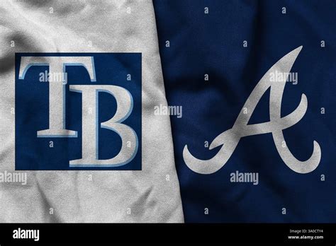 Pringsewu Lampung March 3 2025 Fabric Texture Showing Flag With Mlb Baseball Team Logo Tampa