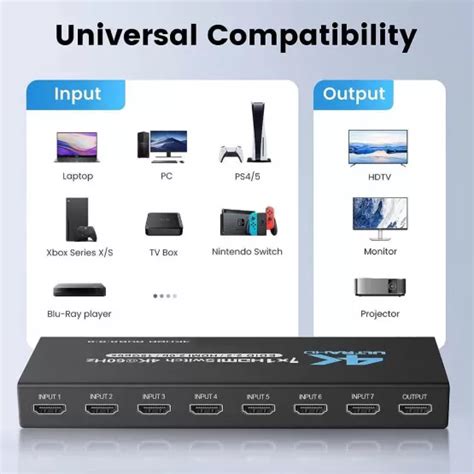Hdmi Switch 7 In 1 Out 4k 60hz Med Ir Fjärrkontroll