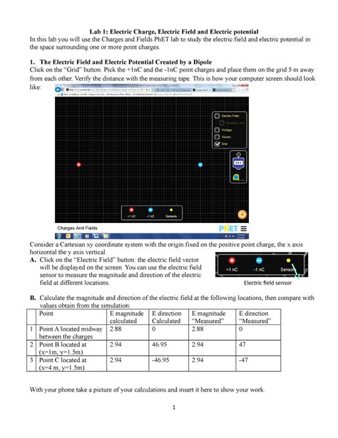 Lab 1 Electric Charge Electric Field And Electric Potential 1 The Electric Field And