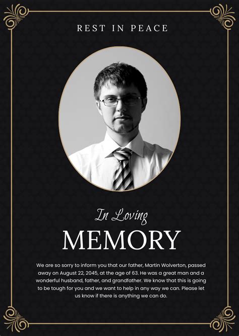 Funeral Announcement Template Edit Online And Download Example