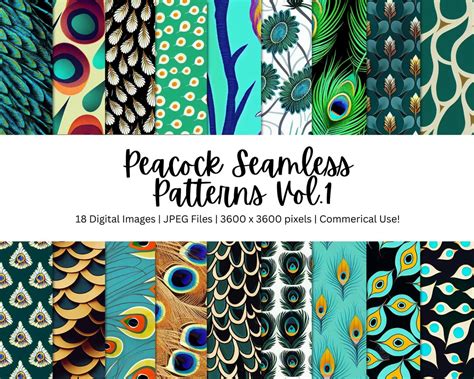 18 Peacock Seamless Patterns Backgrounds Peacock Patterns Backgrounds