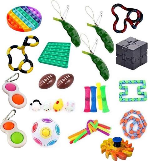 Fidget Toys Pakket Set Pop It Rond Glow In The Dark Pop All Up Fidget Toys Box Bol