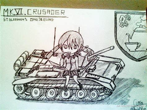 Alkanidraw Fanart Darjeeling With Crusader Light Tank From Girls Und