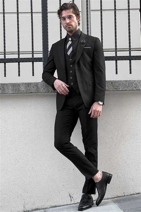 Daniel Slim Fit Black Wool Suit Brabion
