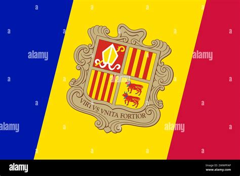 Andorra Flag Rectangular Cutout Of Rotated Vector Flag Stock Vector