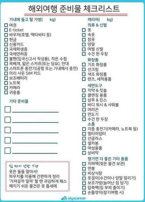 해외여행 준비물 체크리스트 인스티즈instiz 이슈 카테고리